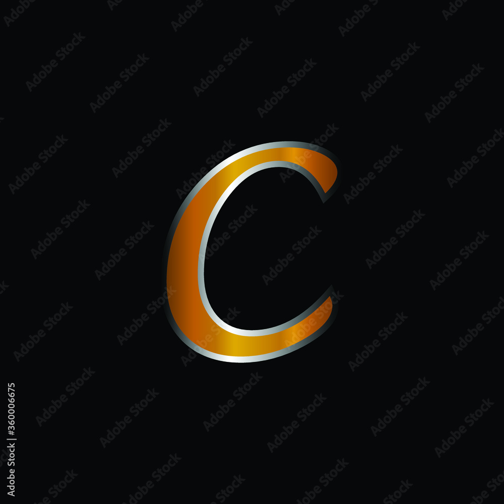 Vecteur Stock Luxury Golden Alphabet C With Silver Stroke .Unique And ...