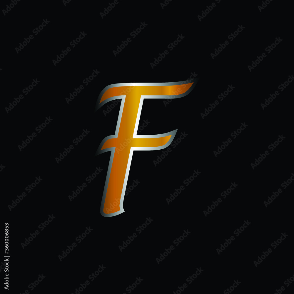 Luxury Golden Alphabet F With Silver Stroke .Unique And Modern Design ...