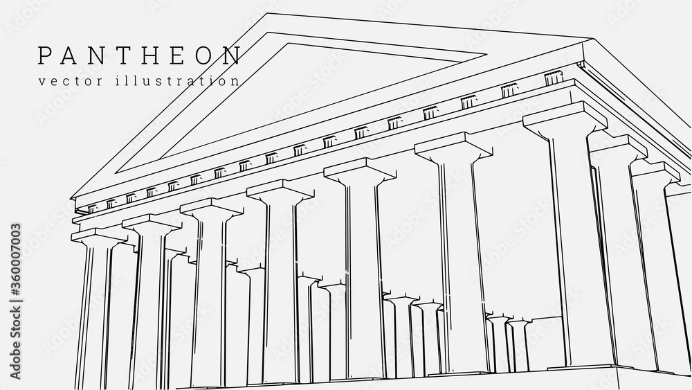 Pantheon in Paris. France destination line drawing. archtecture scheme ...