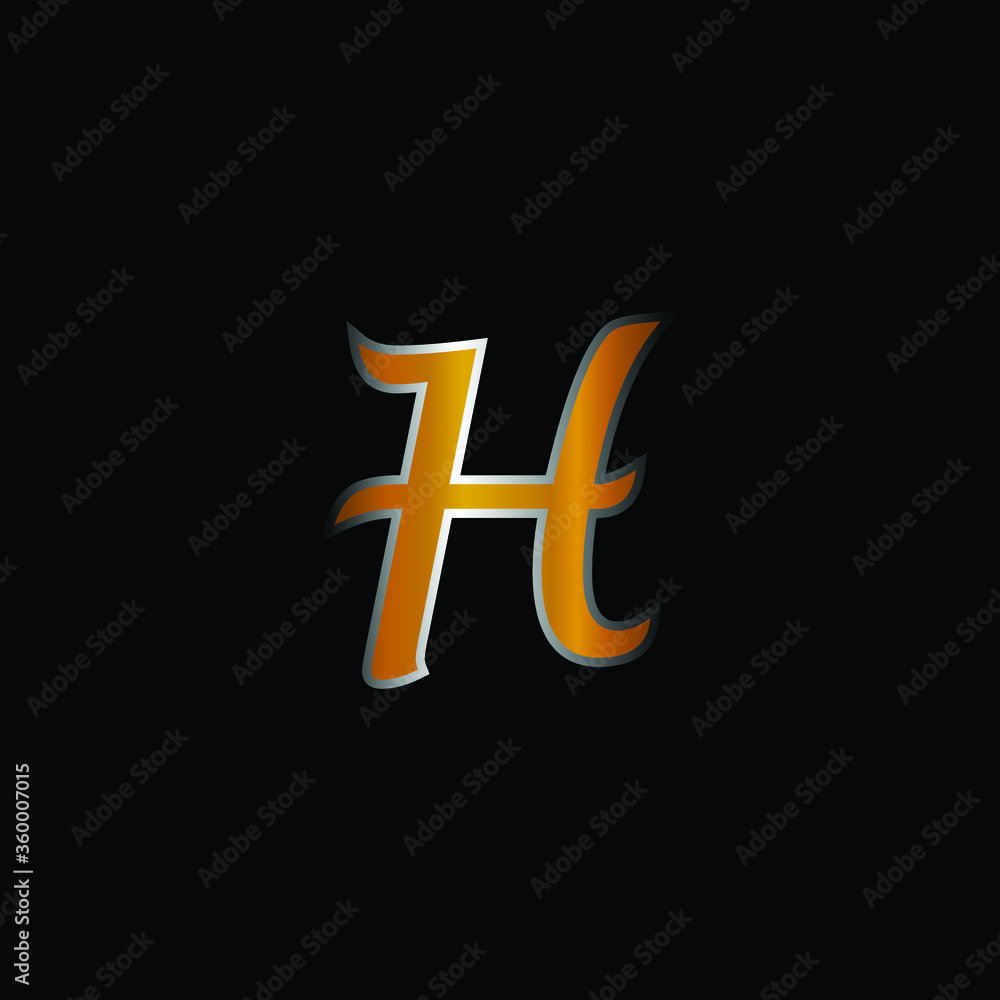 Vetor de Luxury Golden Alphabet H With Silver Stroke .Unique And Modern ...