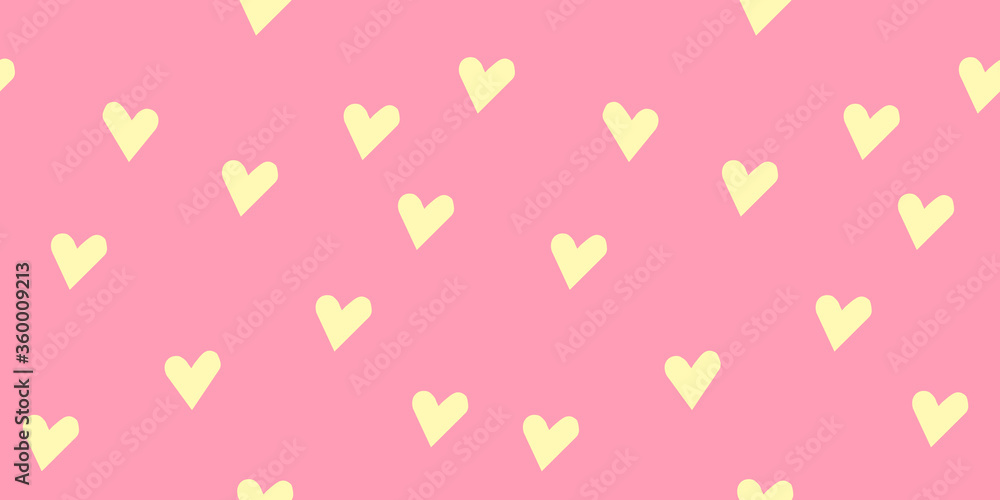 Seamless heart vector pattern. Hand drawn pink yellow art for wallpaper ...