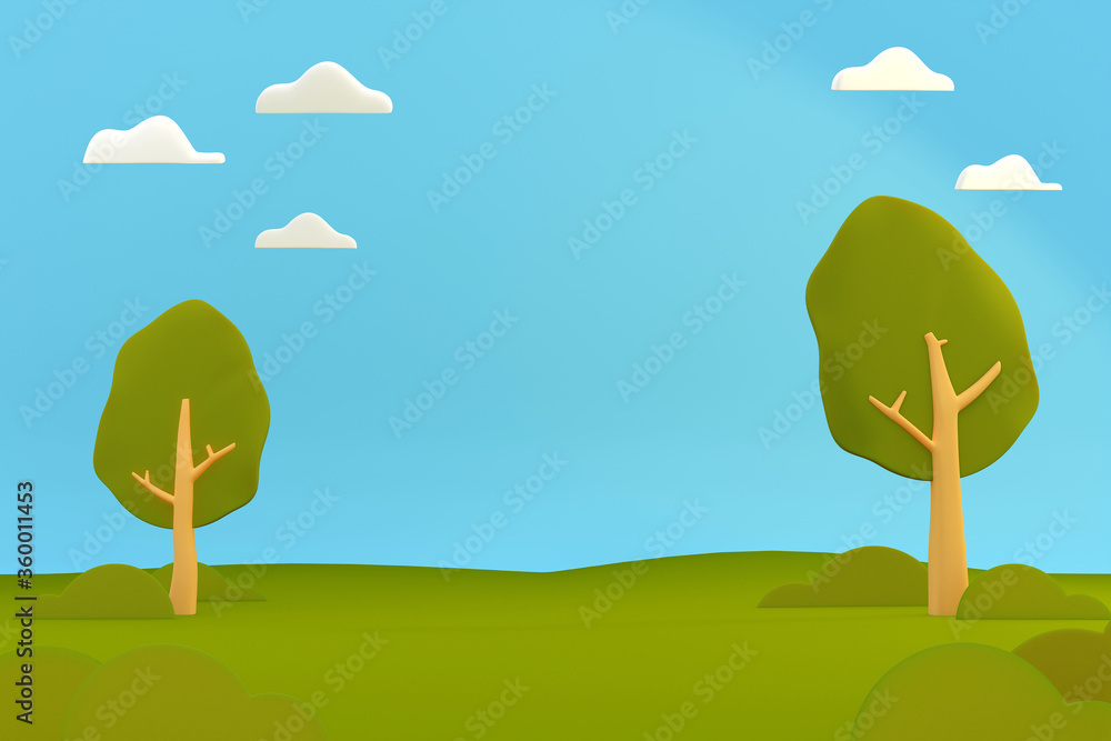 Park playground natural landscape, 3d illustration cartoon scene. Stock ...