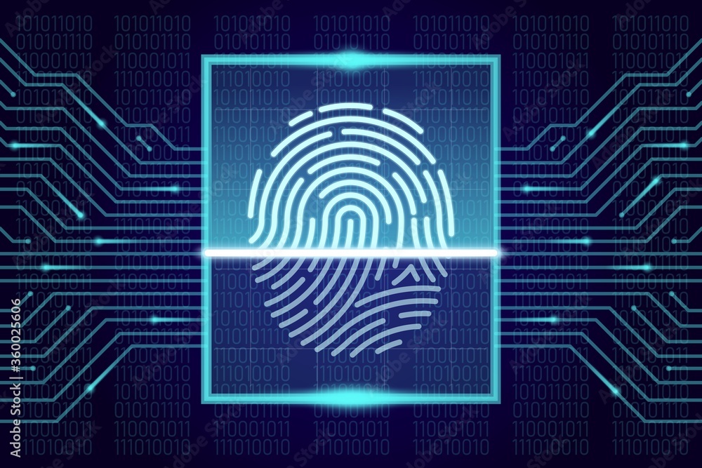 Fingerprint scanner, identification system. HUD interface concept ...