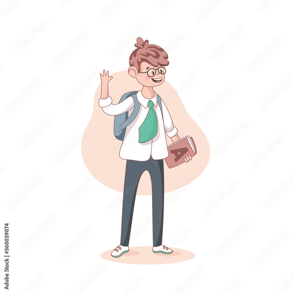Cartoon school boy character, isolated vector creative illustration ...
