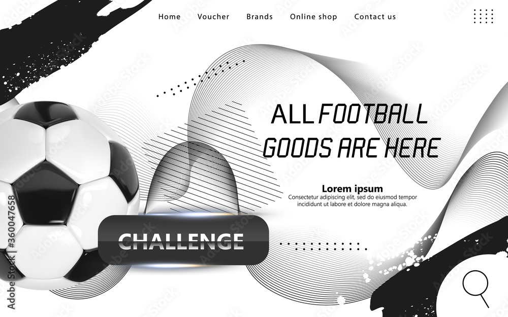 Football flyer, ticket or banner background. Soccer or football ball on ...