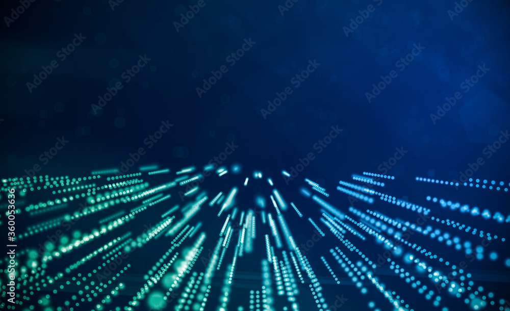 Abstract tech space dark background with connecting dots led ...