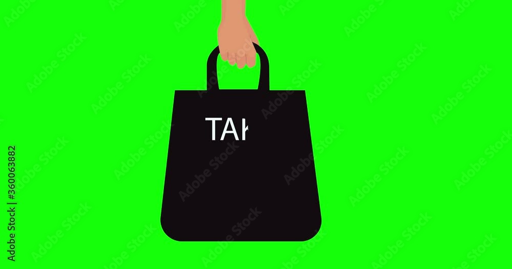 animated video of a hand holding a bag, in back and forth movements ...