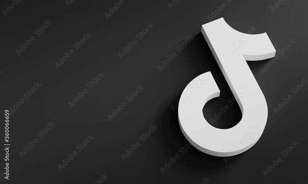 TikTok Logo Minimal Simple Design Template. Copy Space 3D Stock ...
