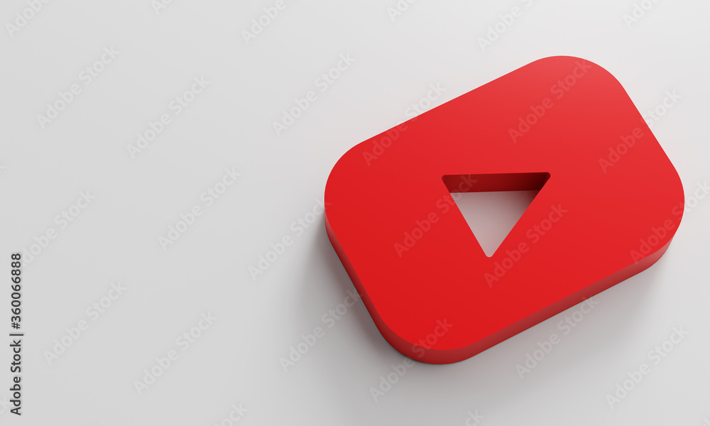 Youtube Logo Minimal Simple Design Template. Copy Space 3D Stock ...