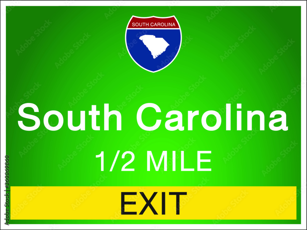 Highway signs before the exit To the state South Carolina Of United ...
