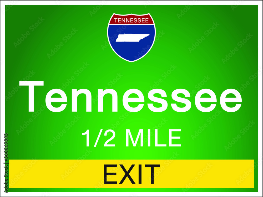 Highway signs before the exit To the state Tennessee Of United States ...
