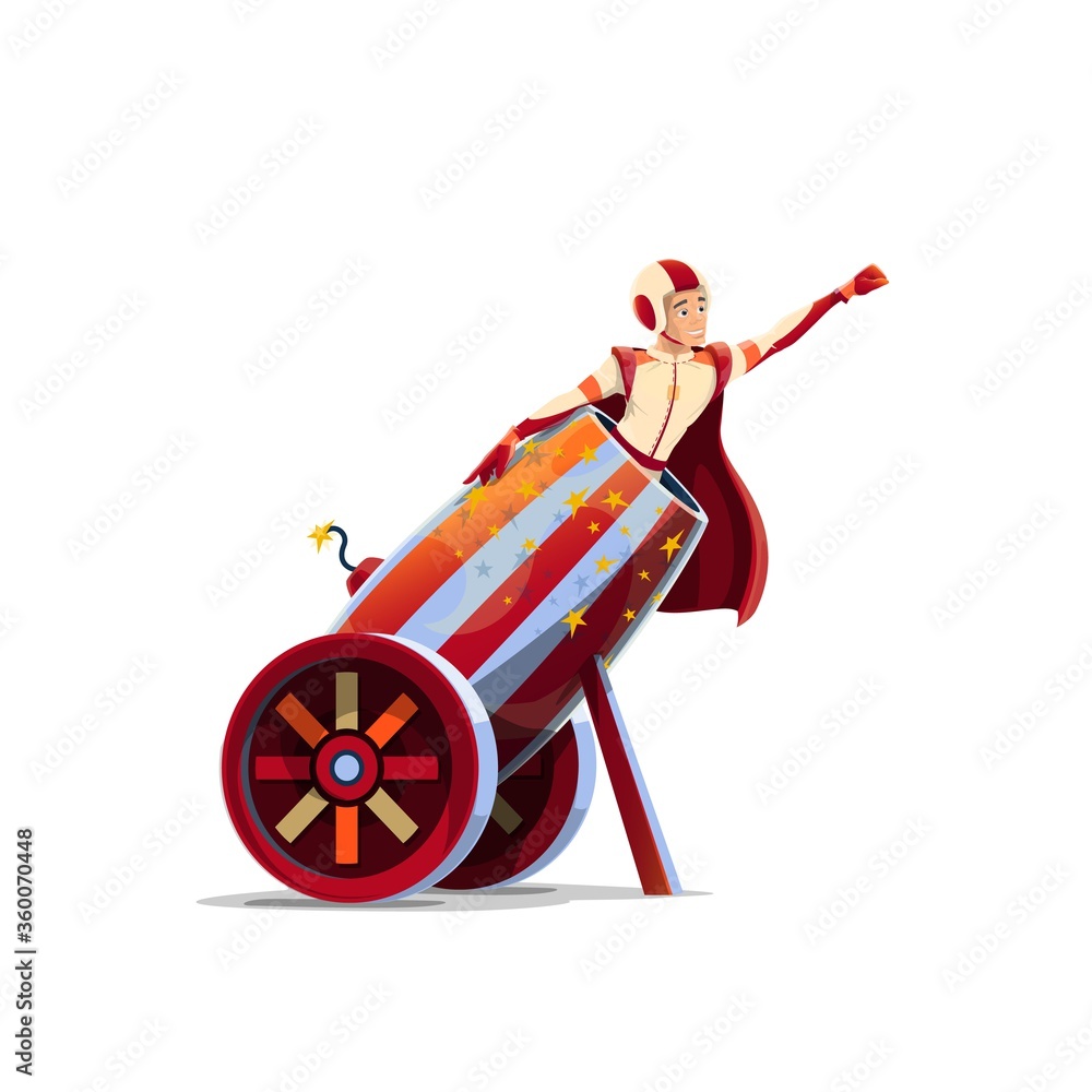 Vecteur Stock Big Top Circus human cannonball performer cartoon vector ...