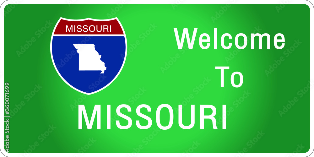 Roadway sign Welcome to Signage on the highway in american style ...