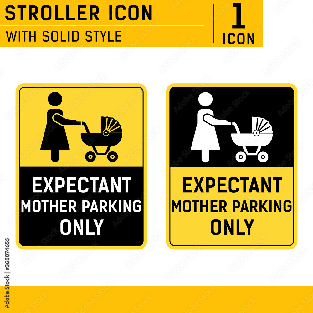 Expectant mother parking only sign symbol with solid style isolated on ...