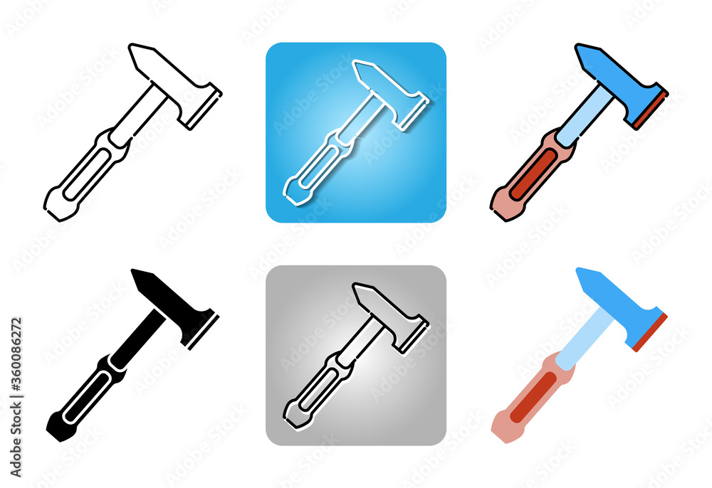 hammer icon set isolated on white background for web design Stock ...