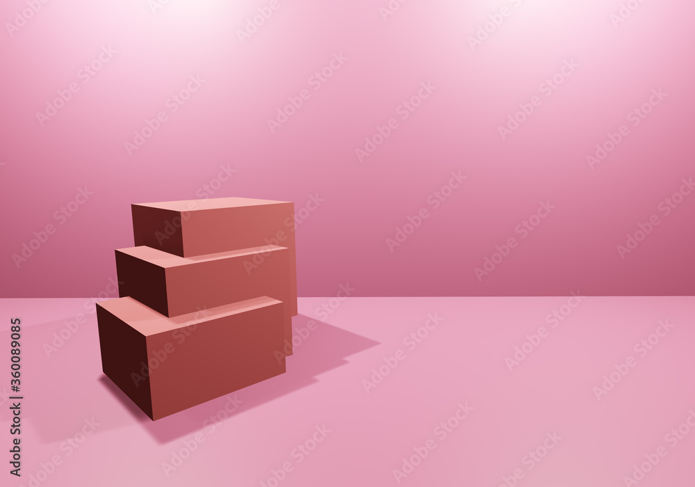 3d many red square on bright pink background with copy space background ...