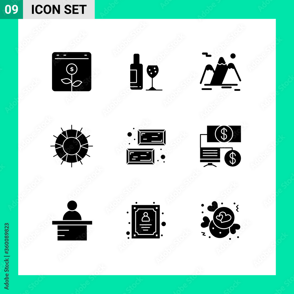 9 Thematic Vector Solid Glyphs and Editable Symbols of save, lifebuoy ...