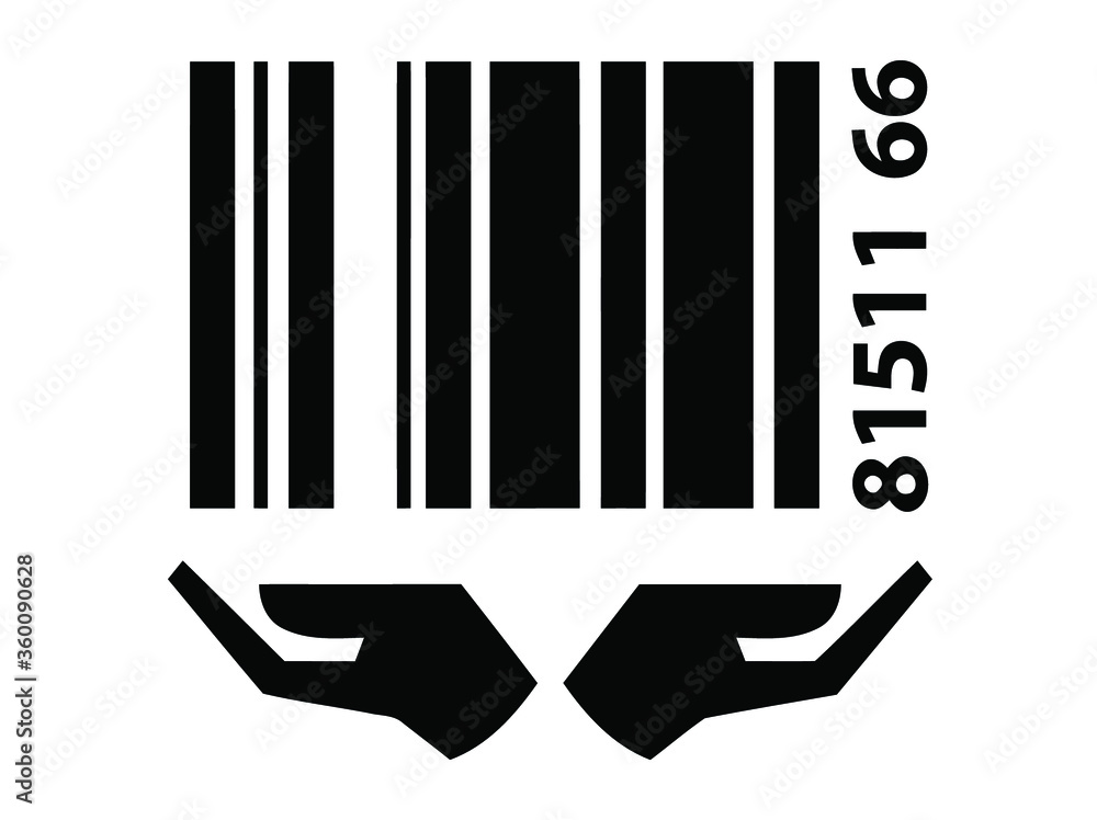 and holding barcode vector icon.Universal Product Scan Code. UPC Bar ...