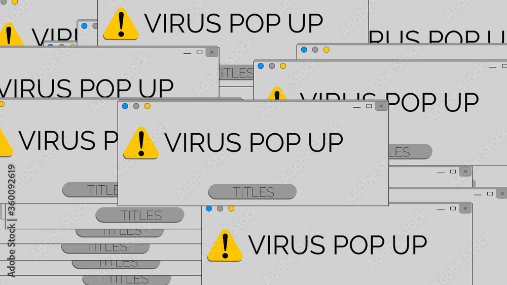 Virus Pop Up Computer Titles Stock Template | Adobe Stock