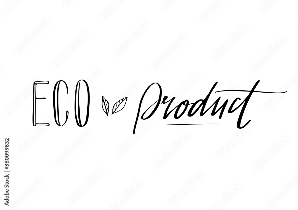 Vector Eco Product sign with leaves. Organic and bio products concept ...