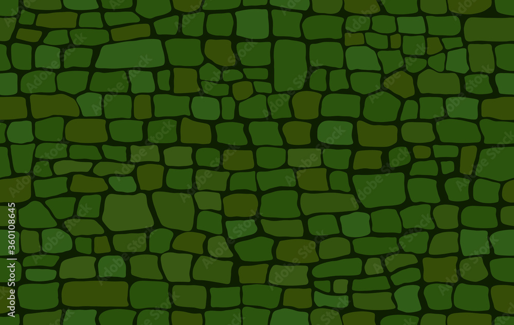 Crocodile skin pattern. Drawing on the surface reptile skin. Green croc ...