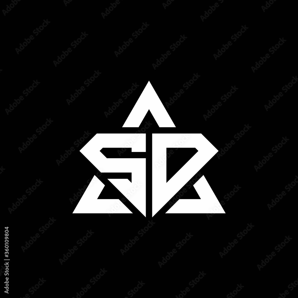 SD monogram logo with diamond shape and triangle outline Stock Vector ...