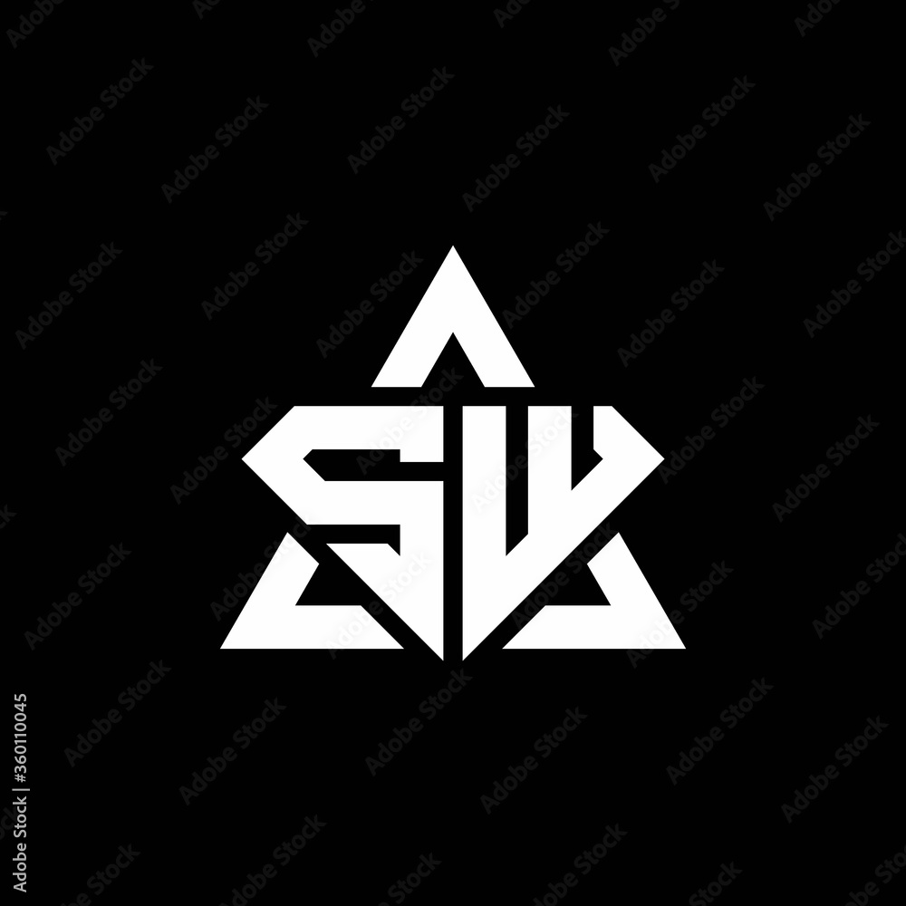 SW monogram logo with diamond shape and triangle outline Stock Vector ...