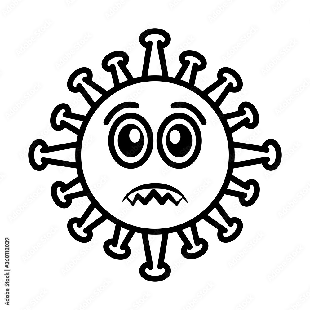 virus emoticon, covid-19 emoji character infection, face line cartoon ...