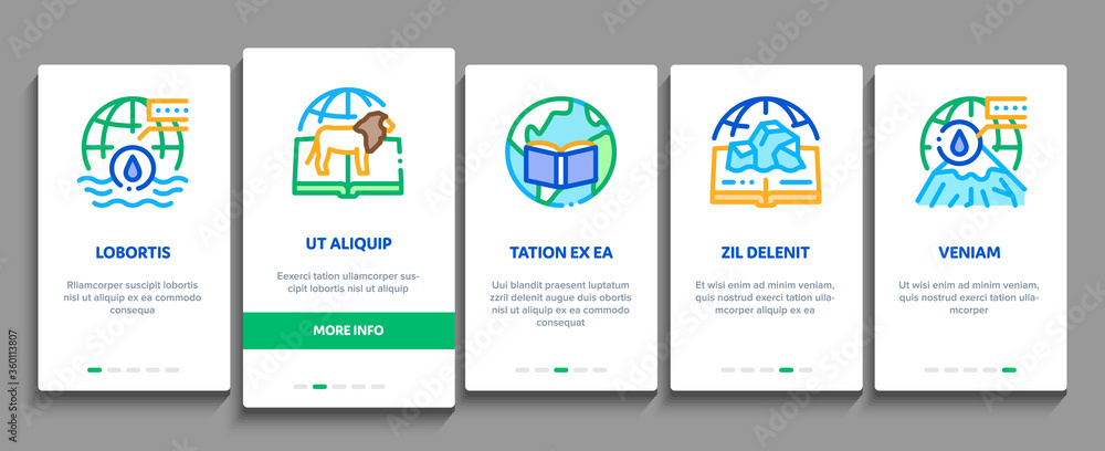 Geography Education Onboarding Mobile App Page Screen Vector. History ...