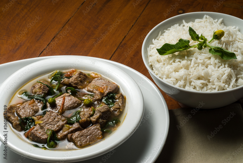 Recette traditionnelle malgache - Romazava de zébu Stock Photo | Adobe ...
