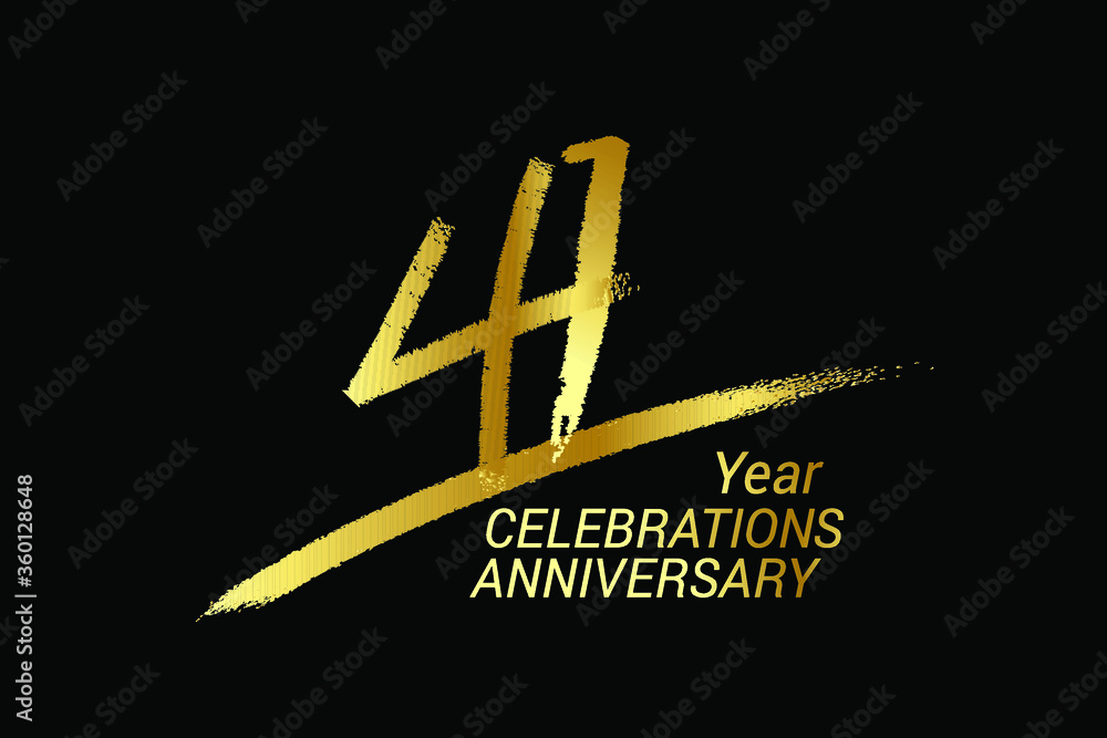 41 year anniversary chalk, golden ink Style , minimalist logo. years ...