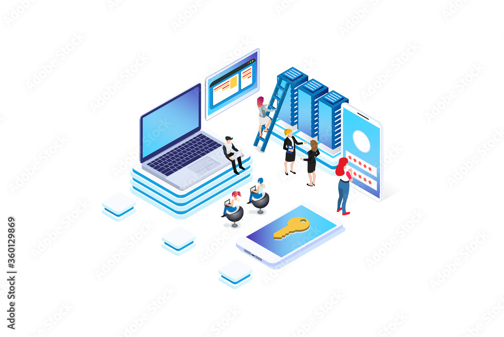 Modern Isometric Privacy Protection Illustration, Web Banners, Suitable ...