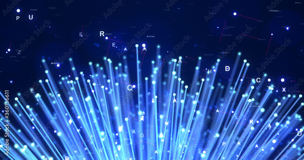 Fiber Optic Cables With Numbers And Codes Around. High Speed Internet ...