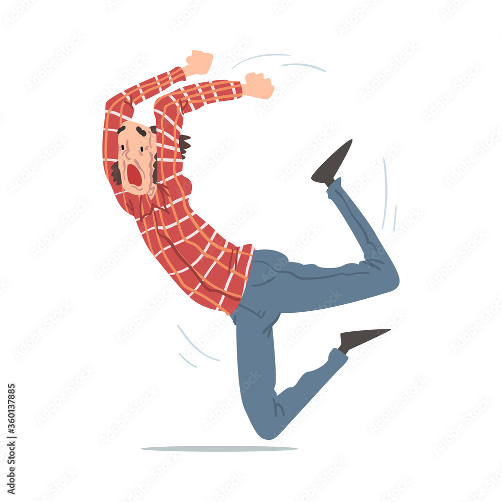 Screaming Elderly Man Falling Down, Retired Male Person Falling on his ...