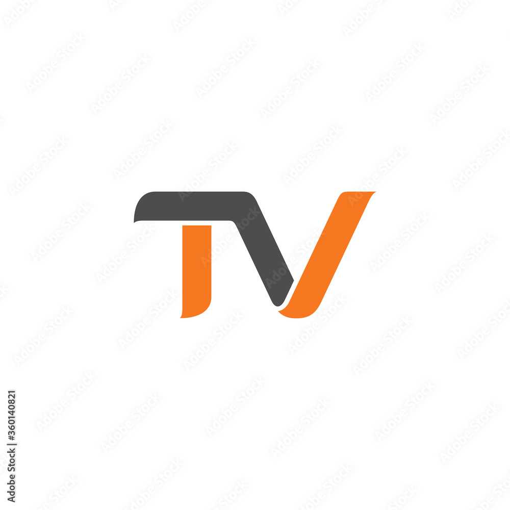 initial letter T and V, TV, VT logo, monogram line art style design ...