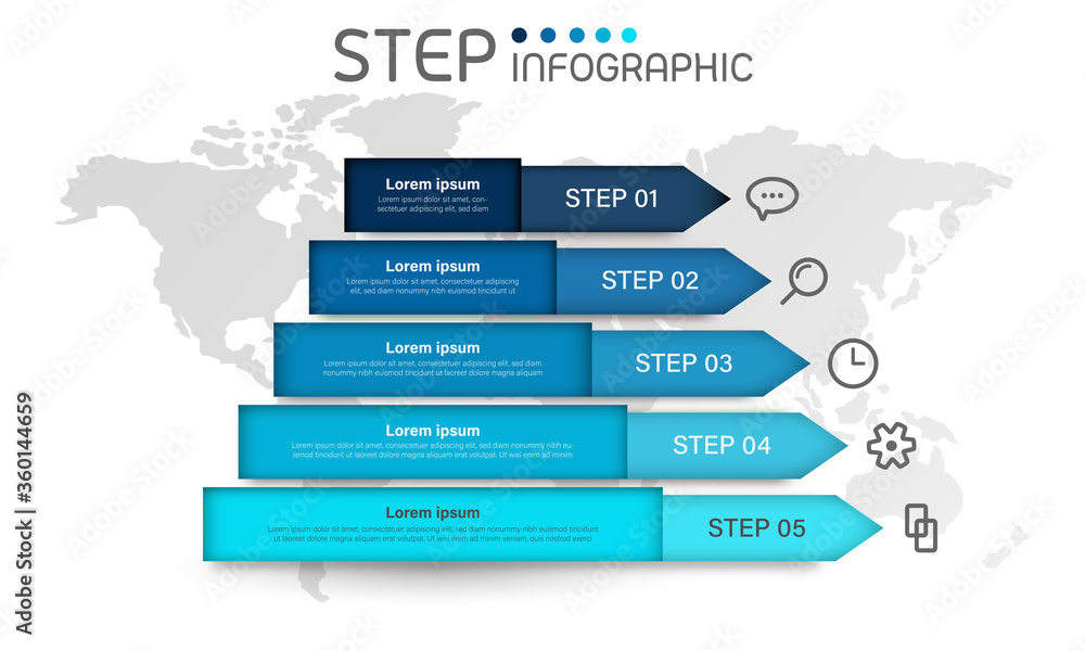 Pyramid shape elements with steps,options,milestone,processes or ...