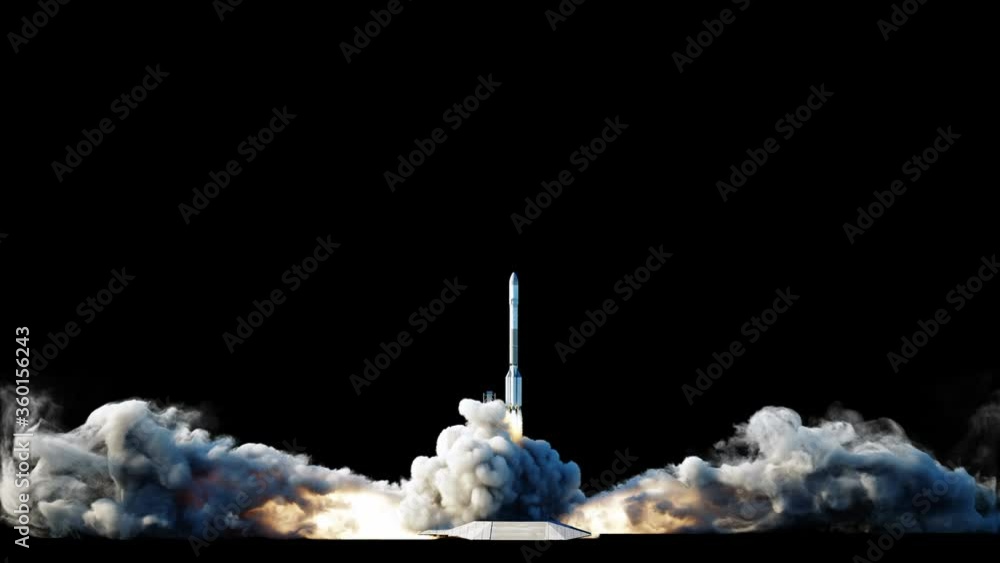 Rocket launch animation. Isolate. Alpha matte. Space launch system ...