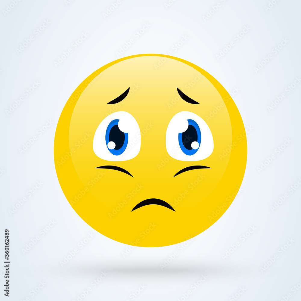 Depressed and sad emoticon, emoji illustration. Sad smiley emoticon Stock Illustration | Adobe Stock