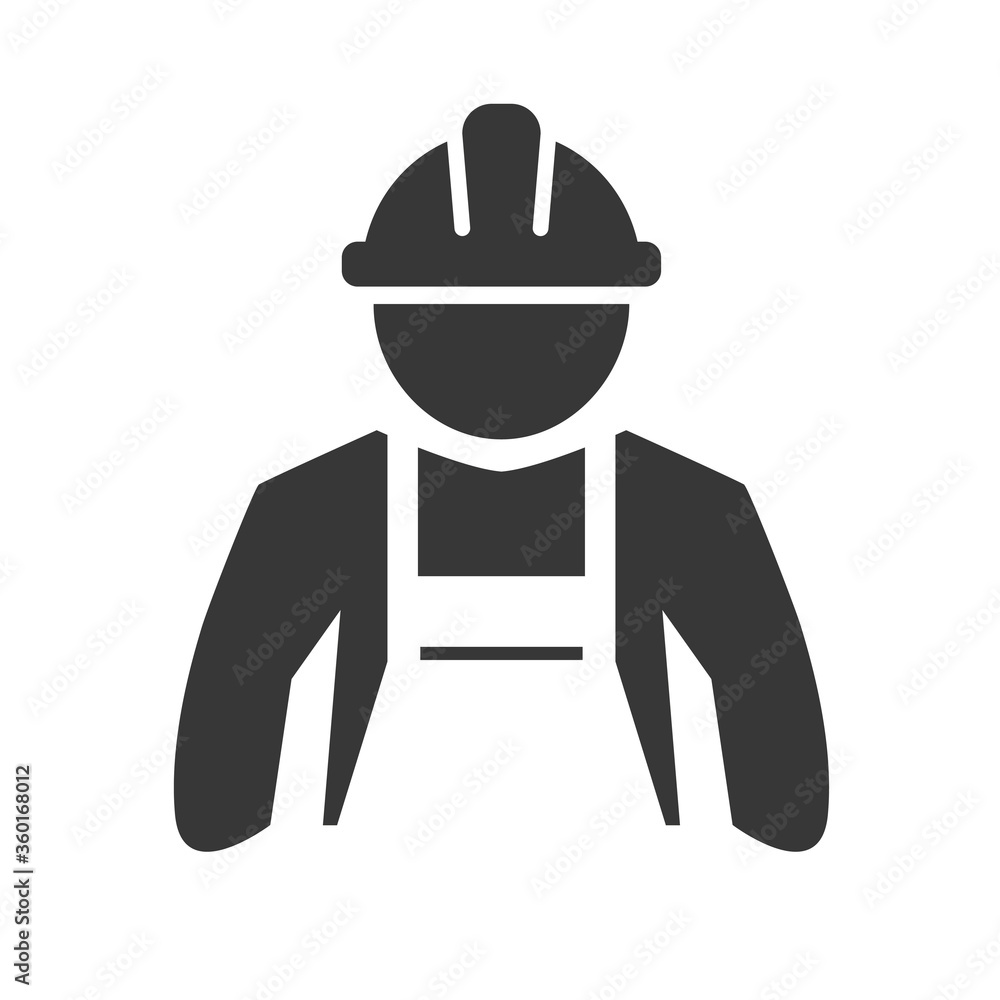 Construction worker with safety helmet - icon vector illustration ...