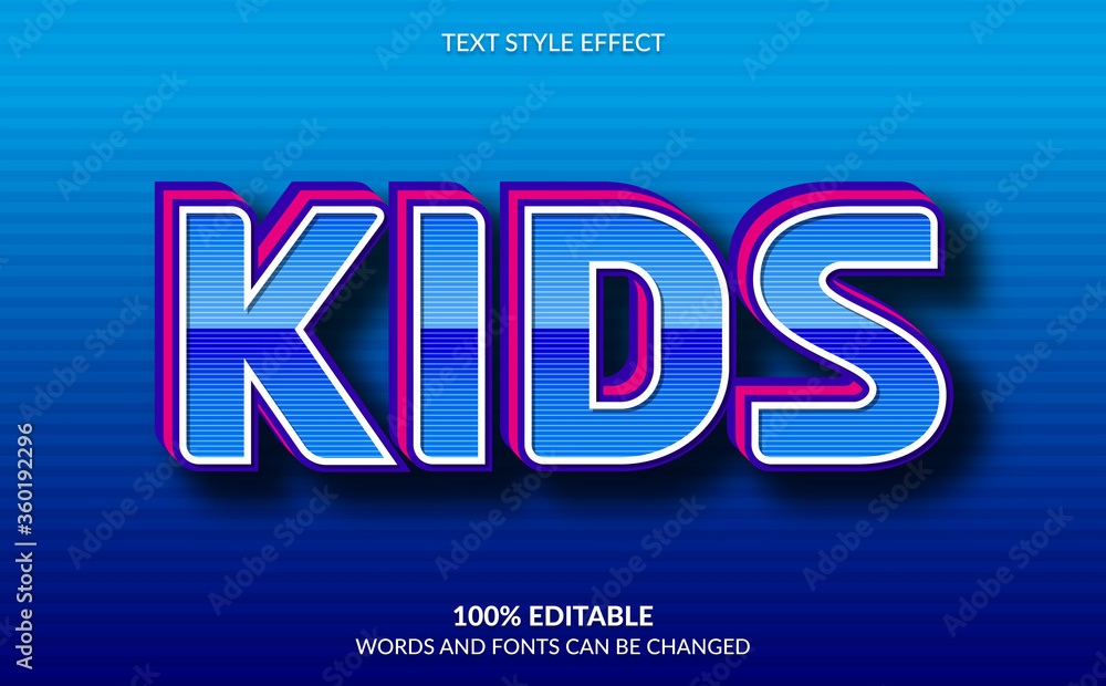 Editable Text Effect, Kids Text Style Stock Vector | Adobe Stock