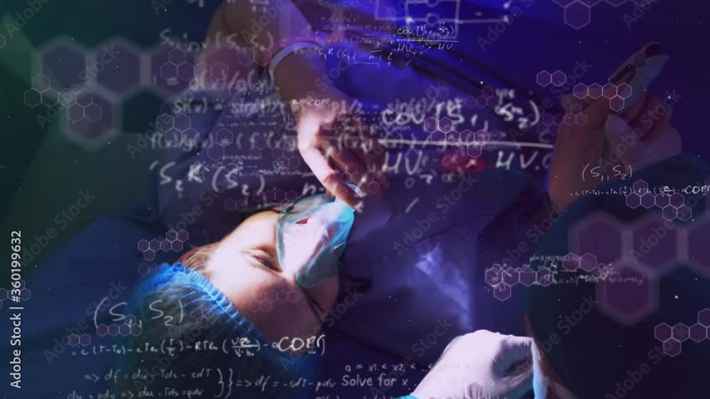 Animation of a patient with an oxygen mask lying in a hospital bed ...