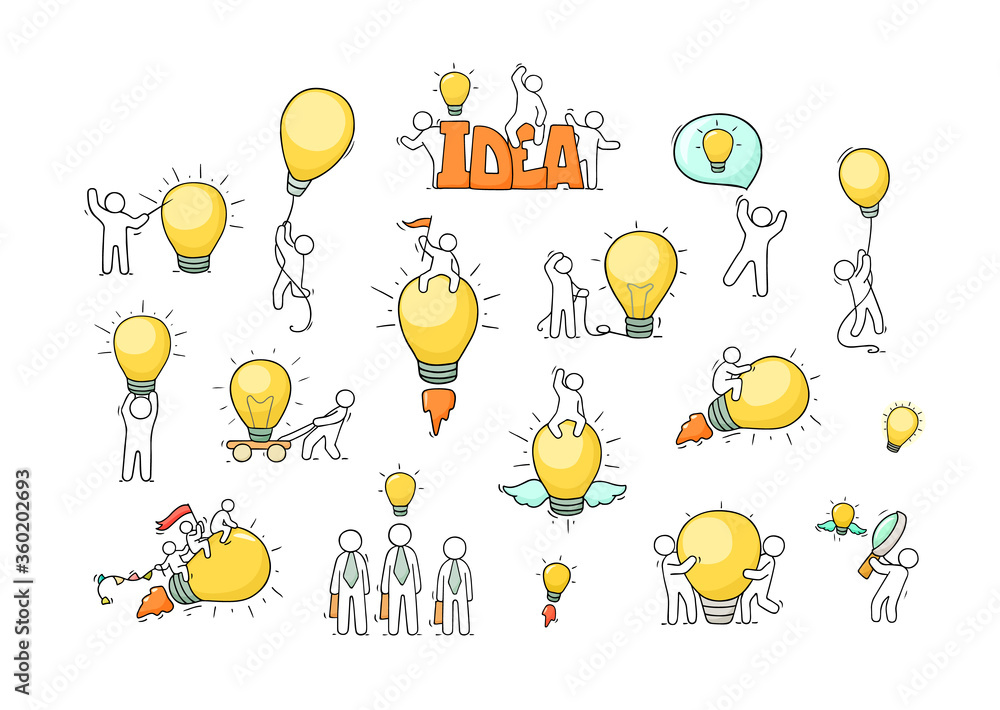Cartoon lamp ideas with little people Stock Vector | Adobe Stock