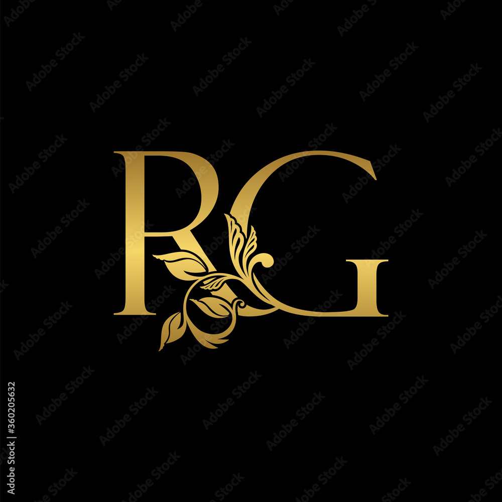 Golden Initial Letter R and G, R G Luxury Logo Icon, Vintage Gold ...
