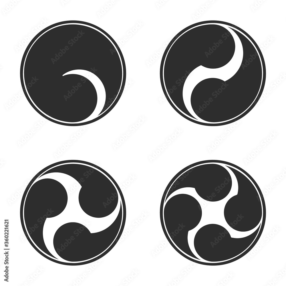 vector monochrome icon set with japanese symbol Tomoe Stock Vector ...