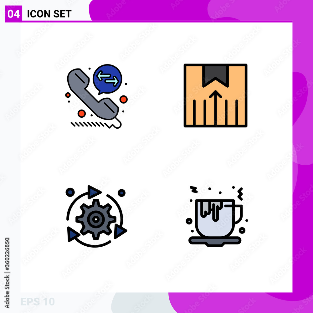 Set of 4 Modern UI Icons Symbols Signs for call deflection ...