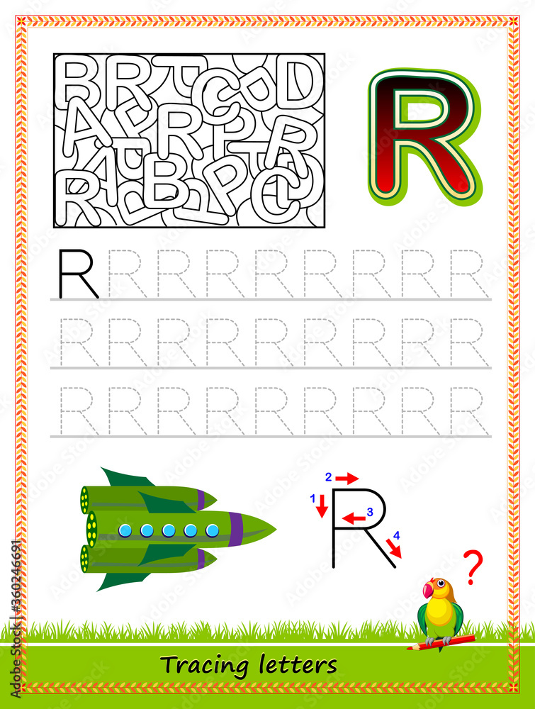 Worksheet for tracing letters. Find and paint all letters R. Kids ...