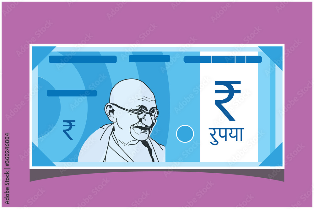 Indian Rupee INR Banknote Money. Flat Design Indian Rupee Green color ...