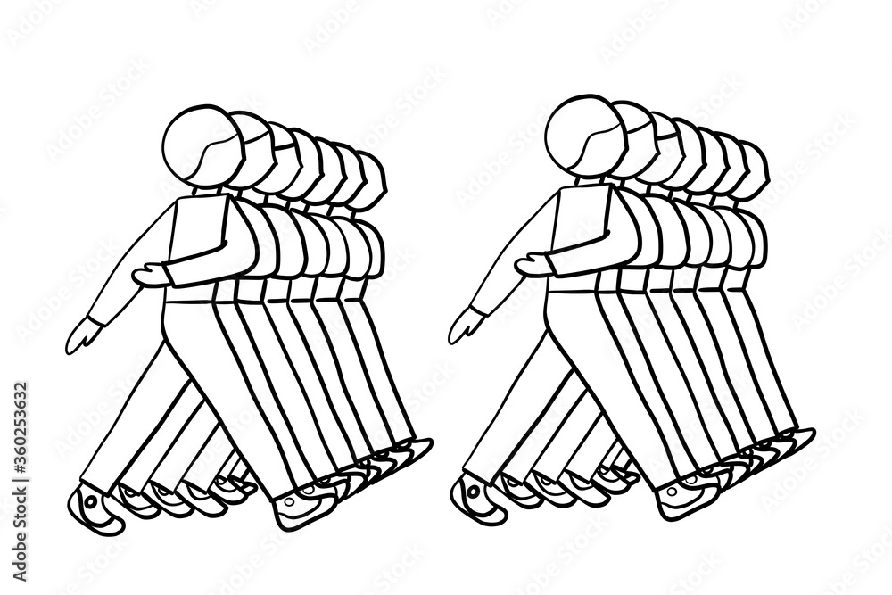 graphics illustration of marching together build in line columns minors ...