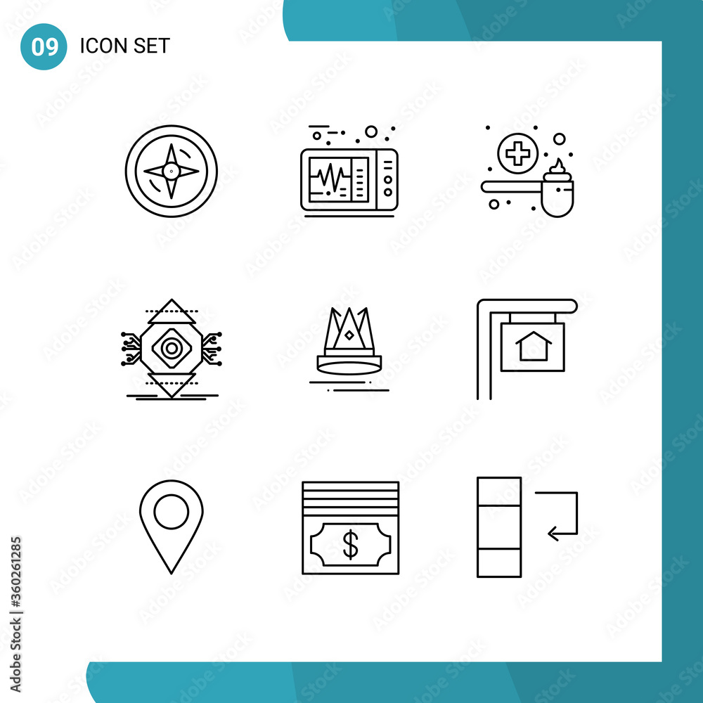 9 Thematic Vector Outlines and Editable Symbols of content, concept ...