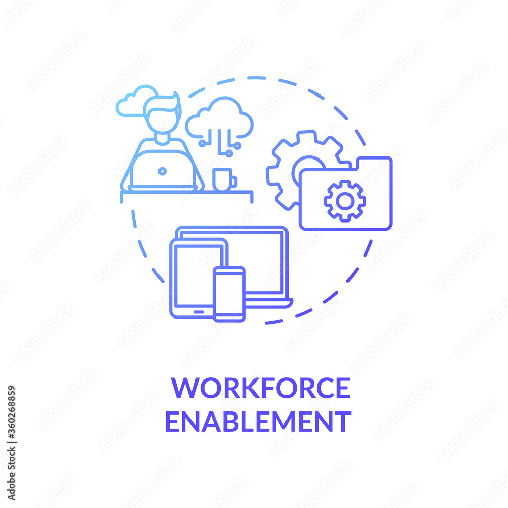 Workforce enablement blue gradient concept icon. Digital workspace for ...